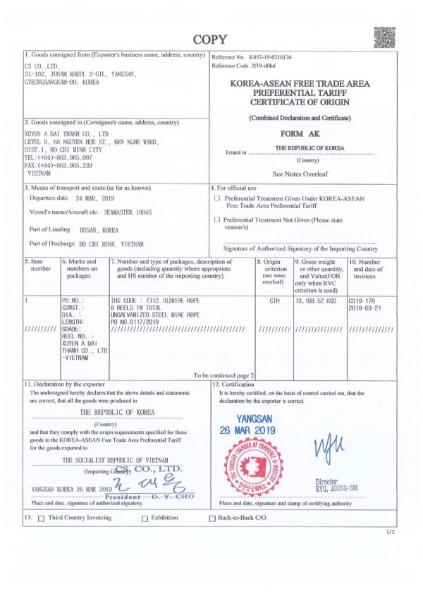 Cáp Thép Cẩu Trục - 8x19S/8x25FI/8x19W/8x26WS