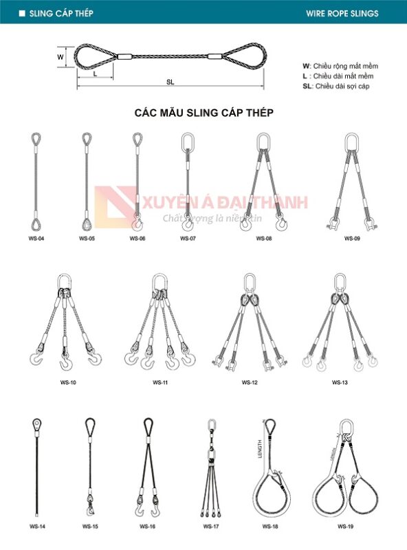 Sling Cáp Thép 1,2,3,4 Chân - Hàng Nhập Khẩu Chất Lượng