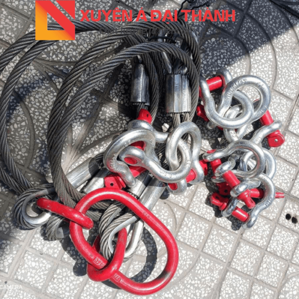 sling cáp thép 2 chân D20mm x 6.5M, tải trọng 7.1 tấn