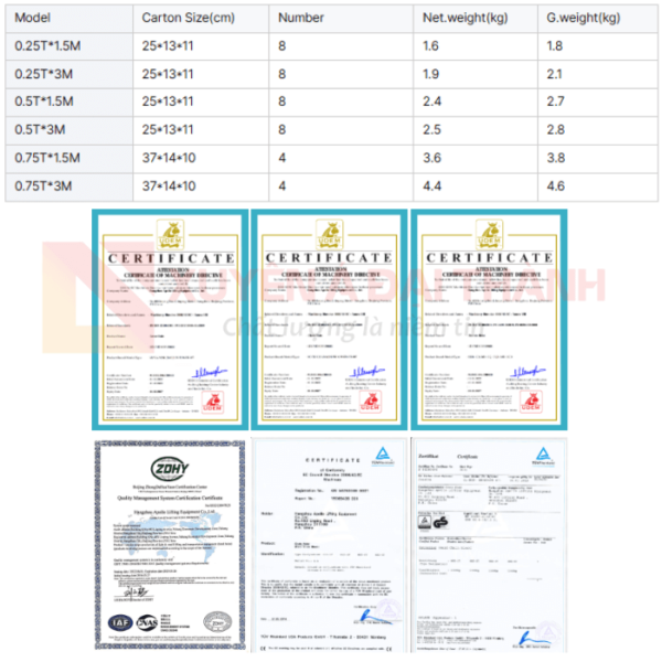 Palang Xích Kéo Tay Mini KAWASAKI 0,25T 3M